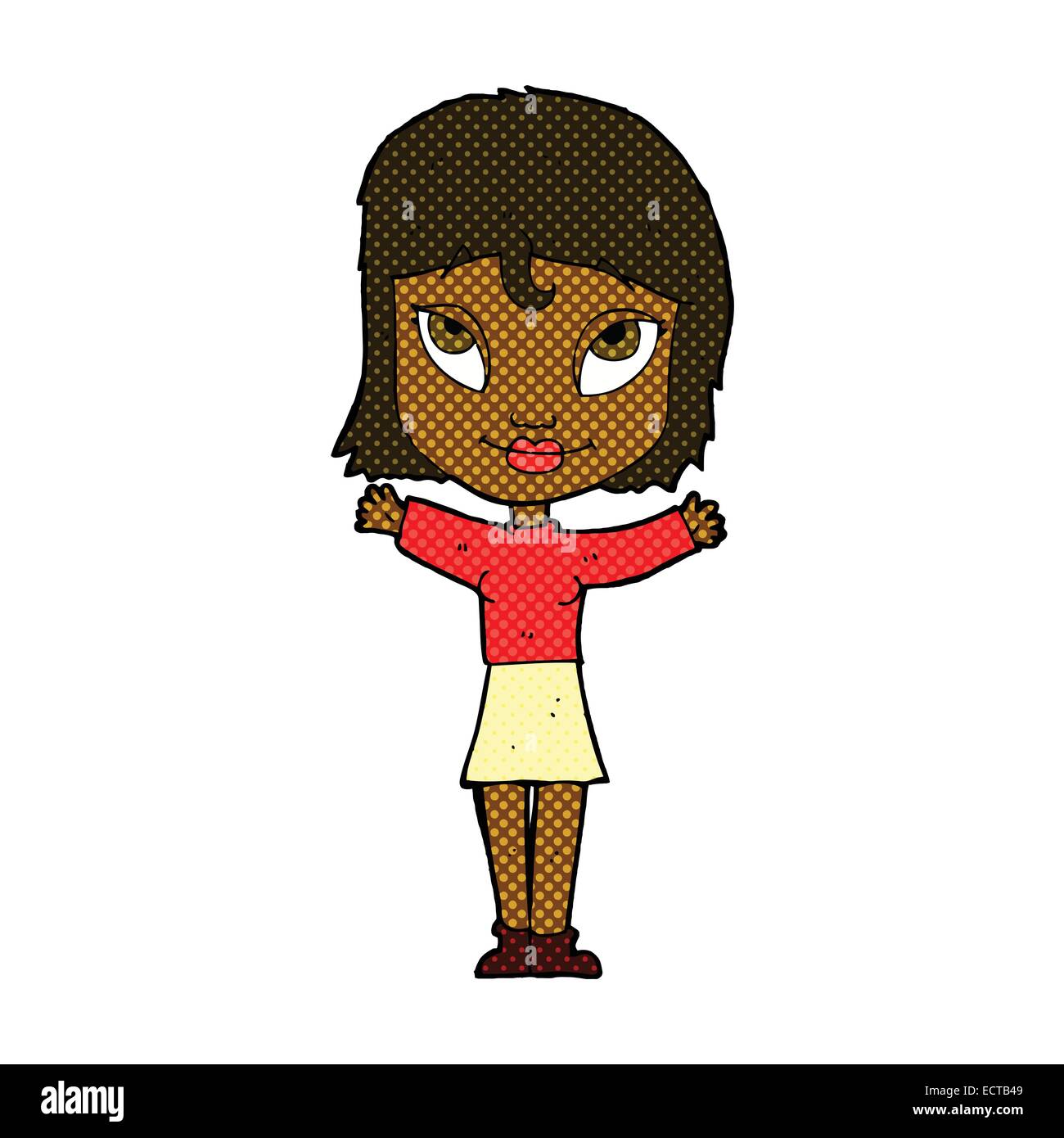 retro comic book style cartoon woman with open arms Stock Vector Image ...