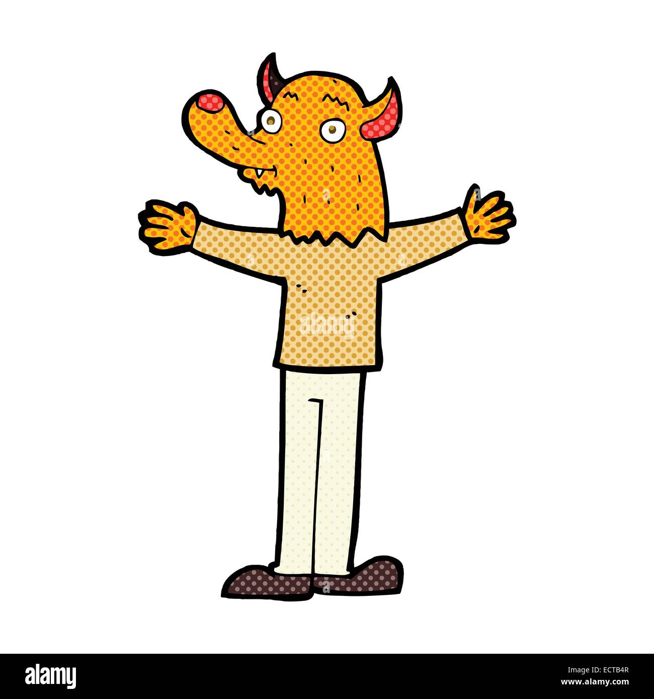 retro comic book style cartoon friendly fox person Stock Vector Image ...