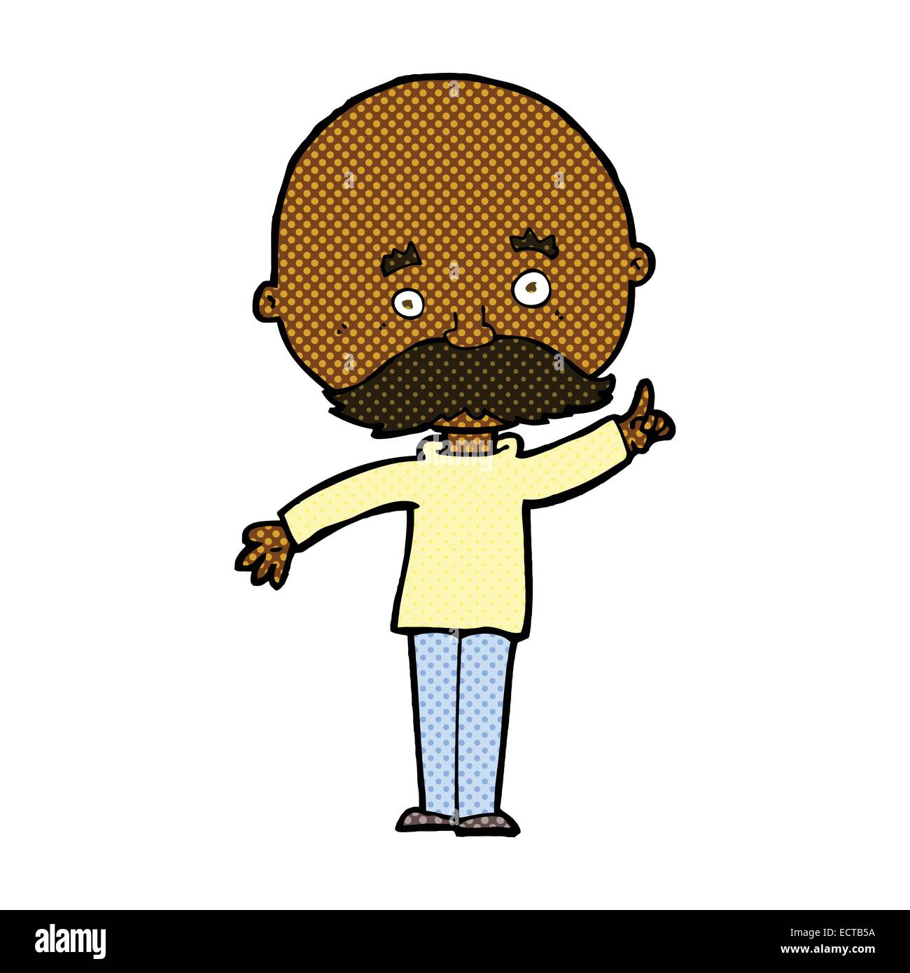 retro comic book style cartoon bald man with idea Stock Vector Image ...