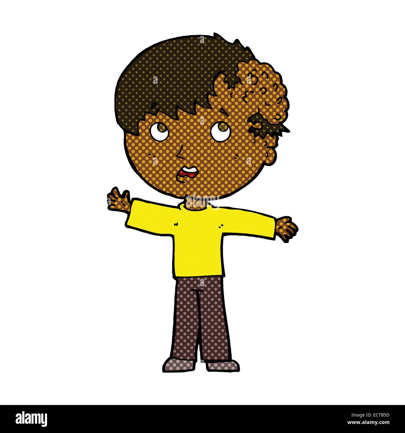 retro comic book style cartoon boy with growth on head Stock Vector ...