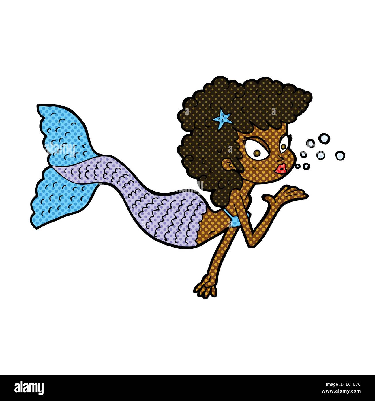 retro comic book style cartoon mermaid blowing kiss Stock Vector Image ...
