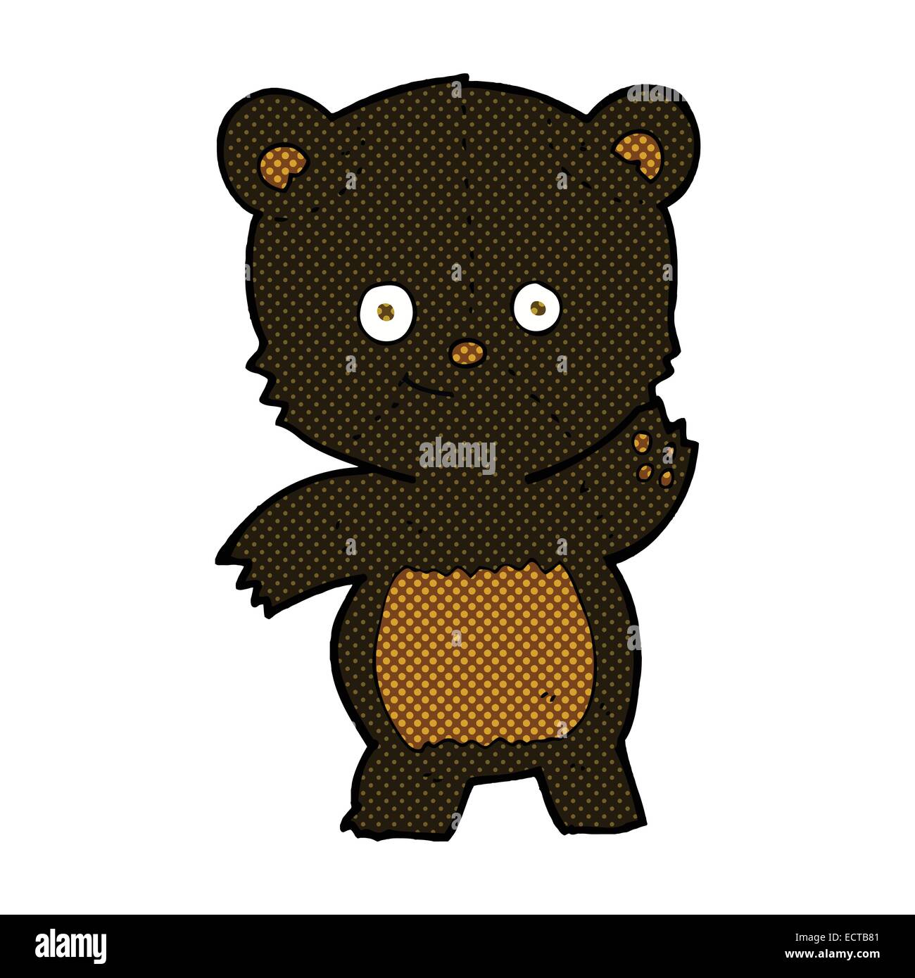 retro comic book style cartoon waving black bear Stock Vector Image ...