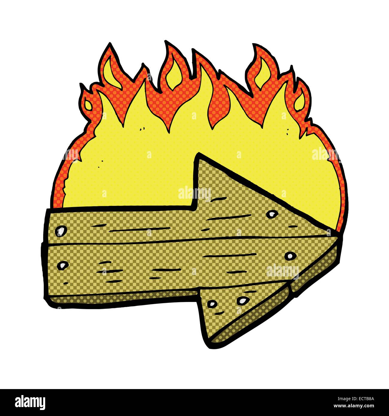 retro comic book style cartoon burning direction arrow Stock Vector ...
