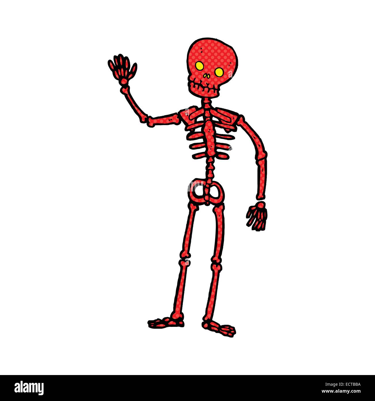 retro comic book style cartoon waving skeleton Stock Vector Image & Art ...