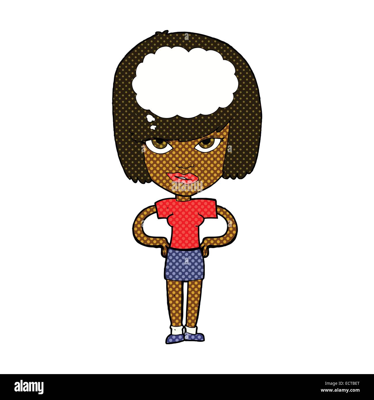retro comic book style cartoon woman thinking Stock Vector Image & Art ...