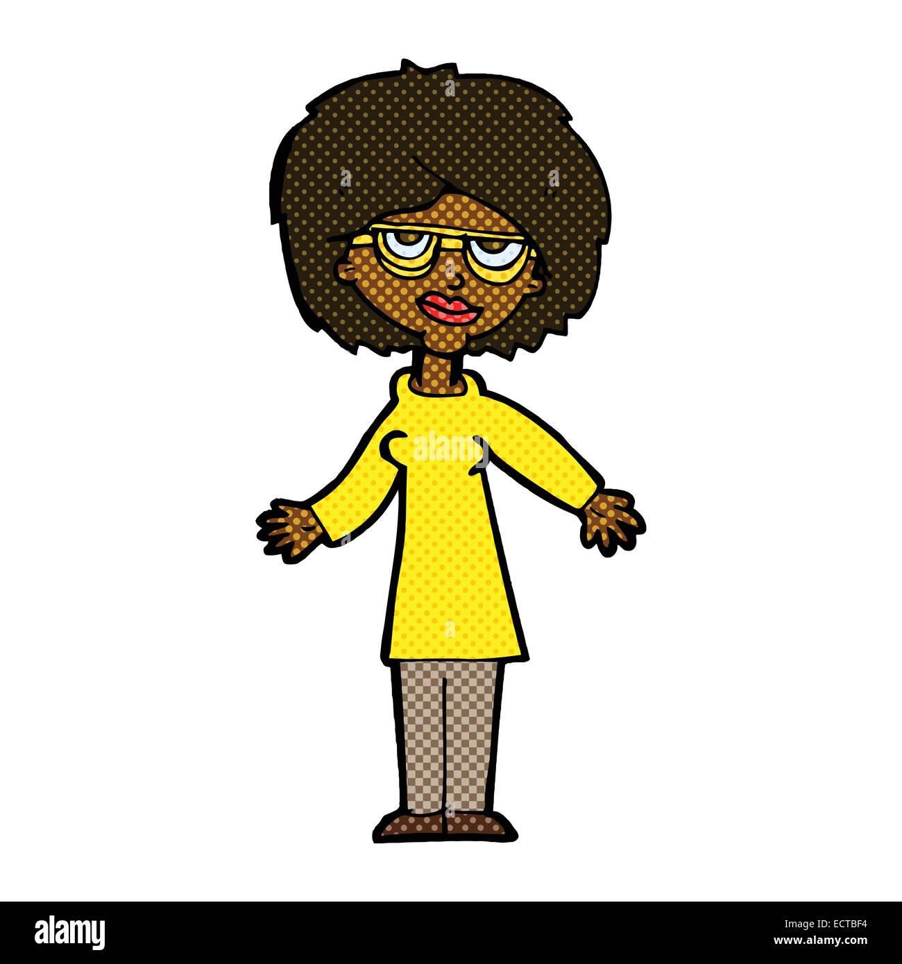 retro comic book style cartoon woman wearing glasses Stock Vector Image ...