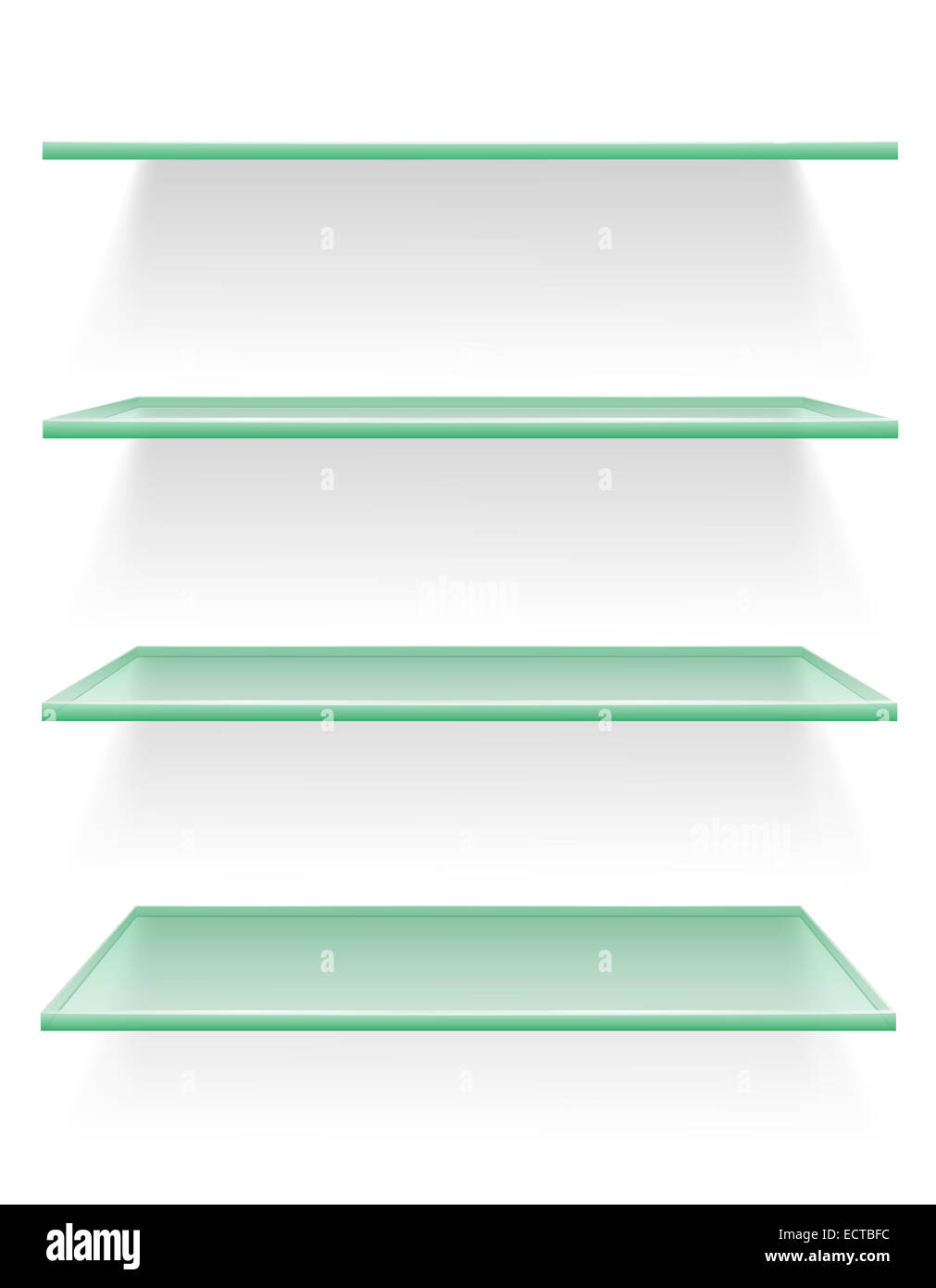 transparent glass shelf illustration isolated on white background Stock ...