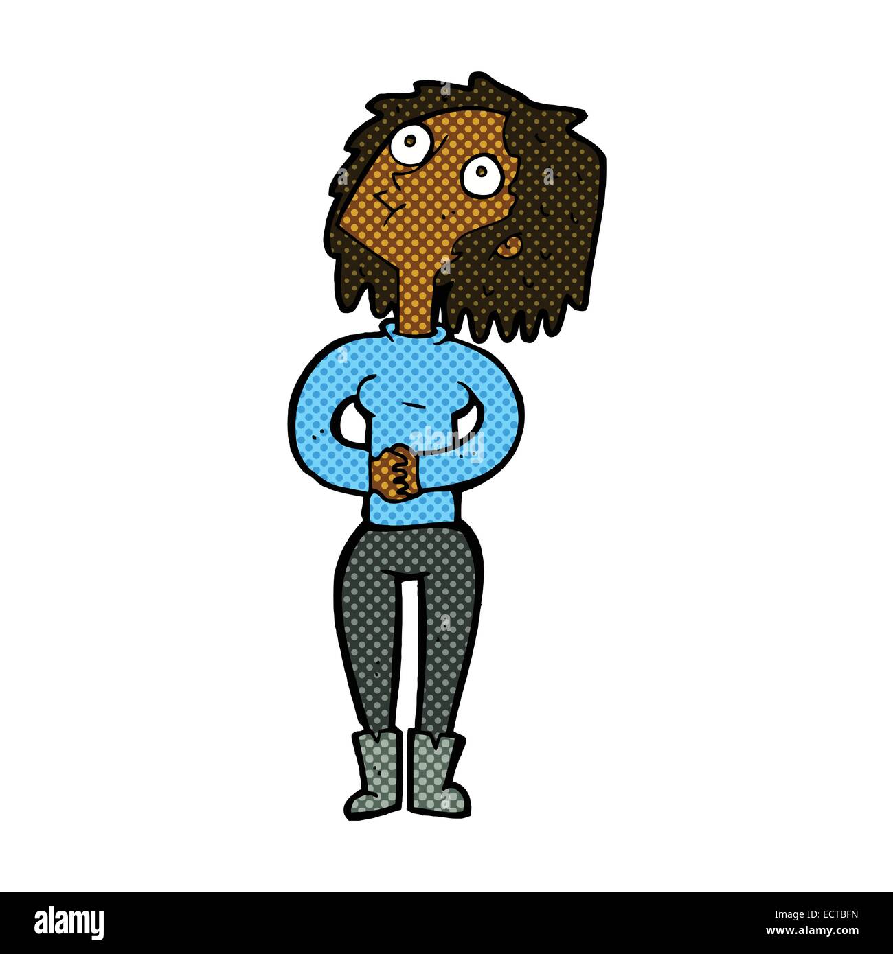 retro comic book style cartoon woman looking upwards Stock Vector Image ...