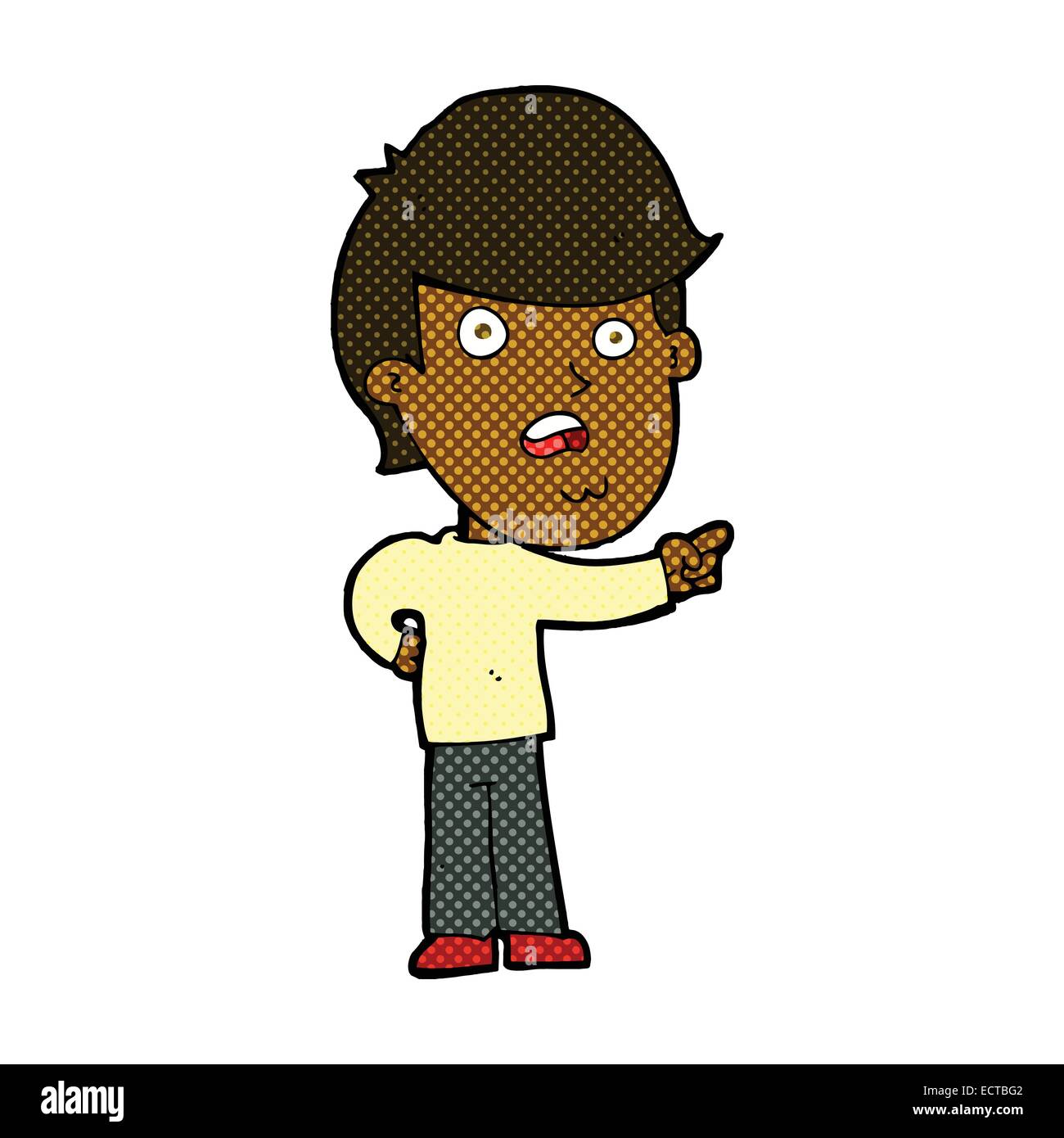 retro comic book style cartoon shocked man pointing Stock Vector Image ...