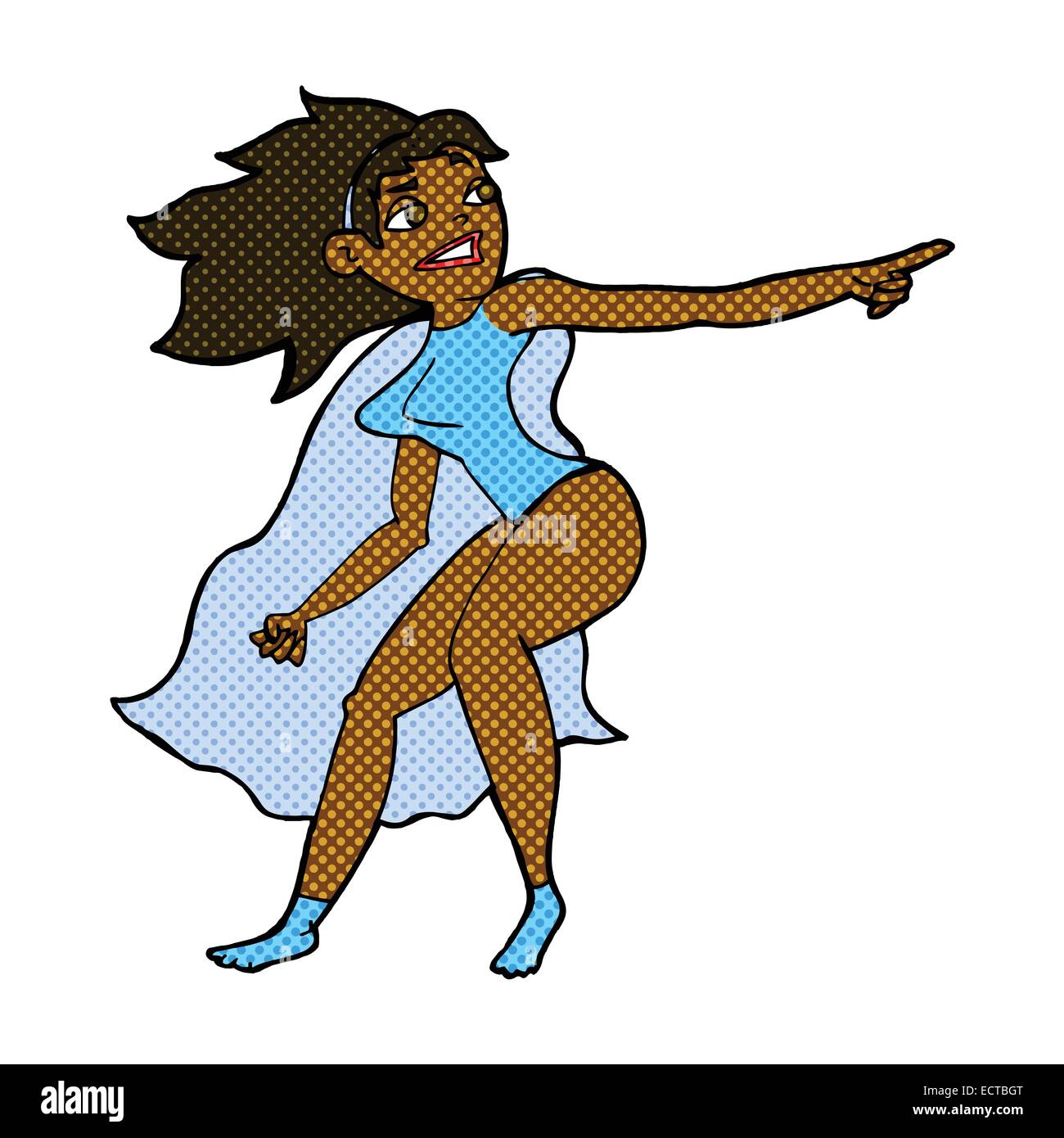 Retro Comic Book Style Cartoon Superhero Woman Pointing Stock Vector Image And Art Alamy