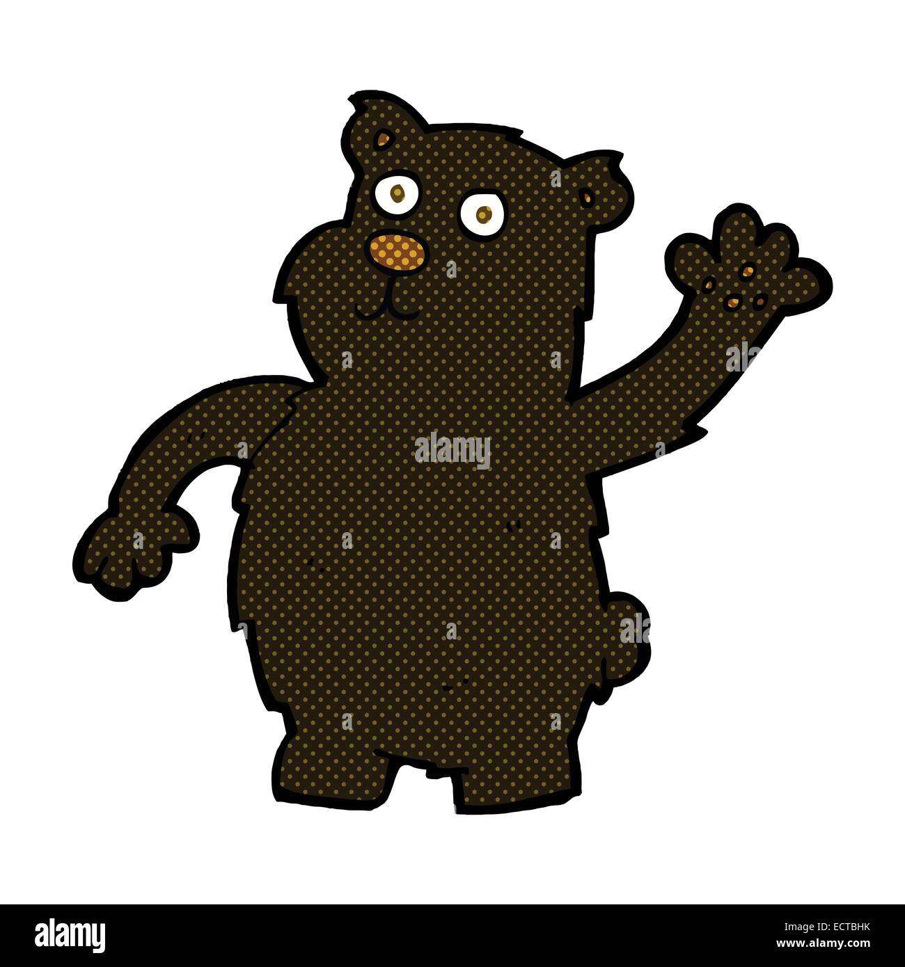 retro comic book style cartoon waving black bear Stock Vector Image ...
