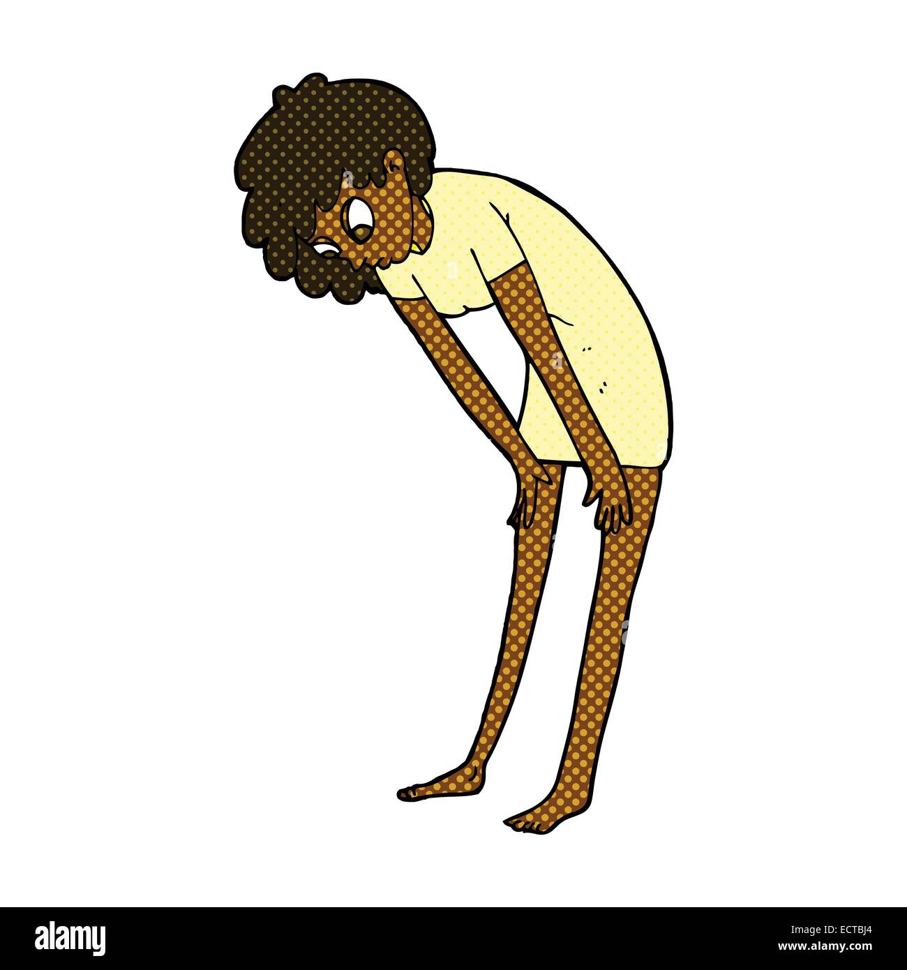 retro comic book style cartoon woman looking at her feet Stock Vector ...