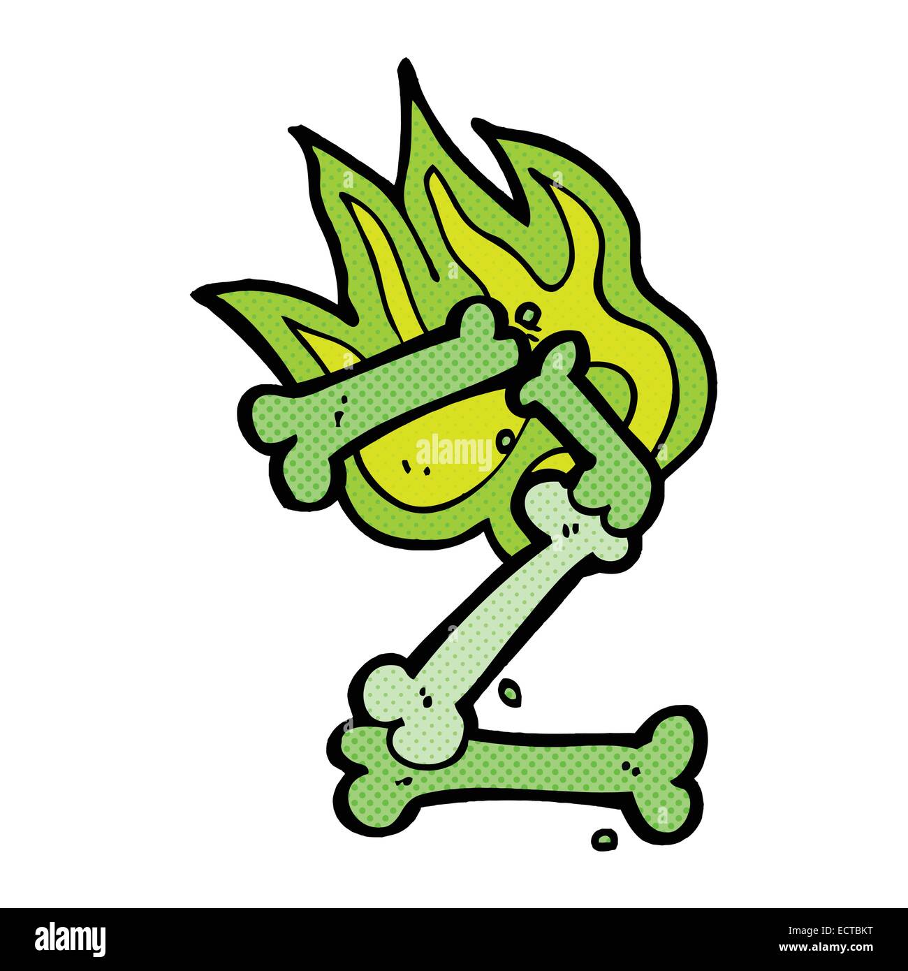 retro comic book style cartoon halloween bone number Stock Vector Image ...