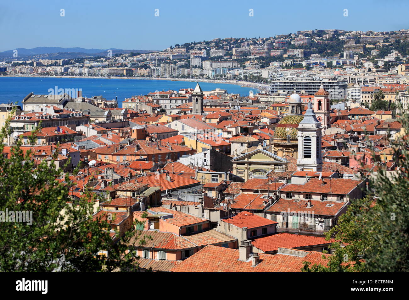 Top view above the roof top of the old town of Nice Stock Photo - Alamy