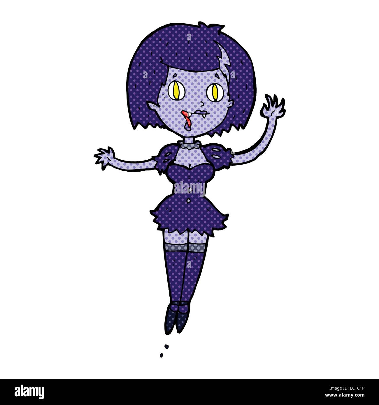 retro comic book style cartoon happy vampire girl Stock Vector Image ...