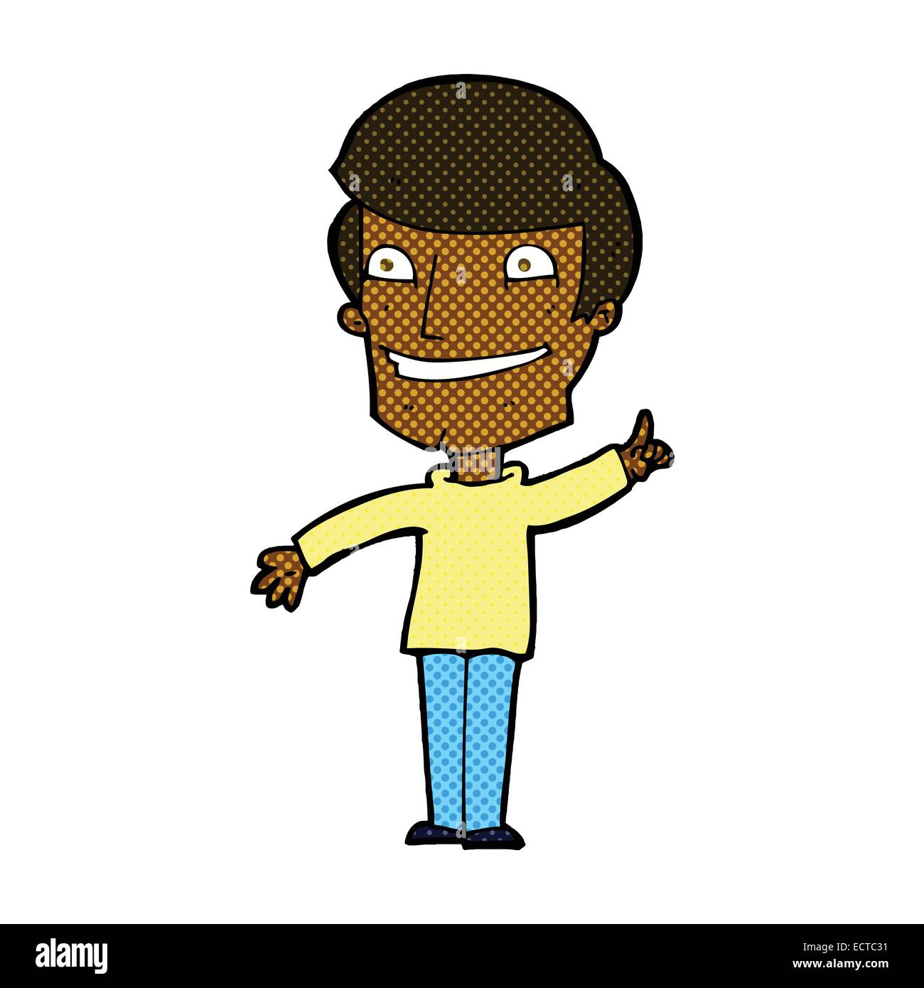 retro comic book style cartoon grinning man with idea Stock Vector ...