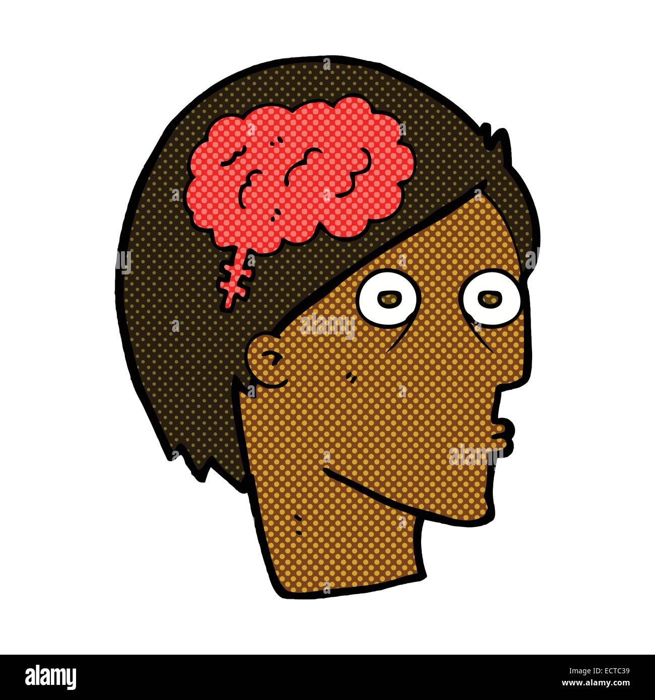 retro comic book style cartoon head with brain symbol Stock Vector ...