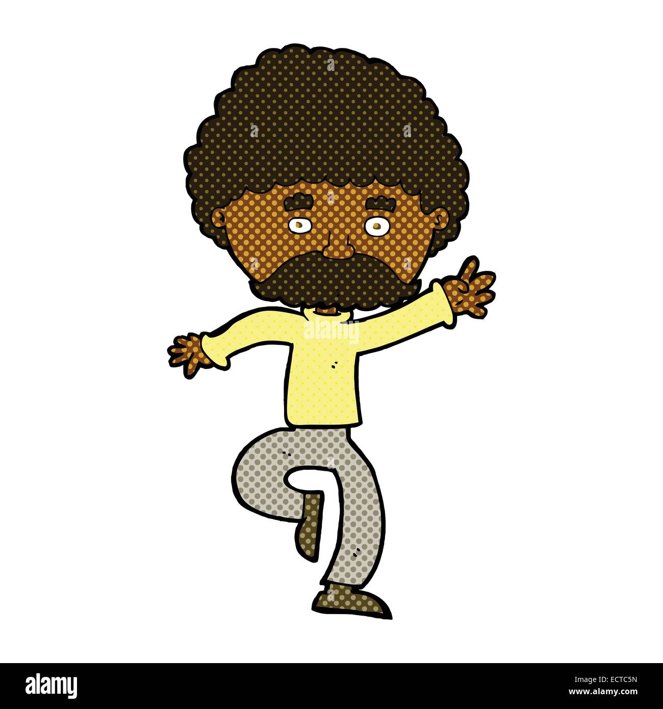 retro comic book style cartoon mustache man disco dancing Stock Vector ...