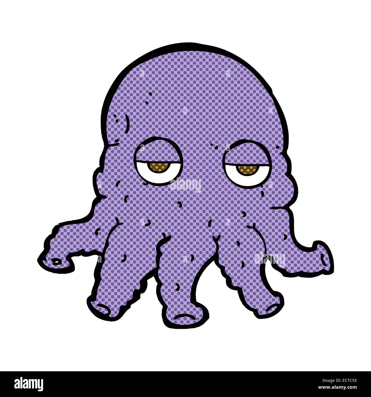 retro comic book style cartoon alien squid face Stock Vector Image ...