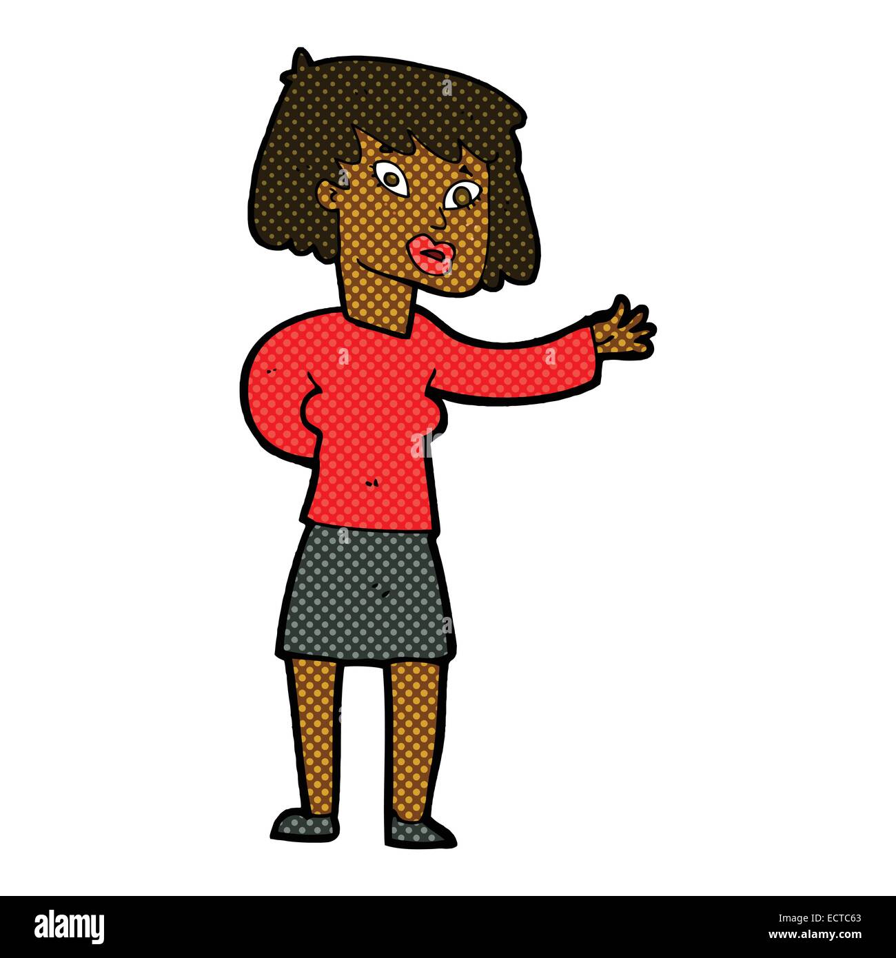 retro comic book style cartoon woman explaining Stock Vector Image ...