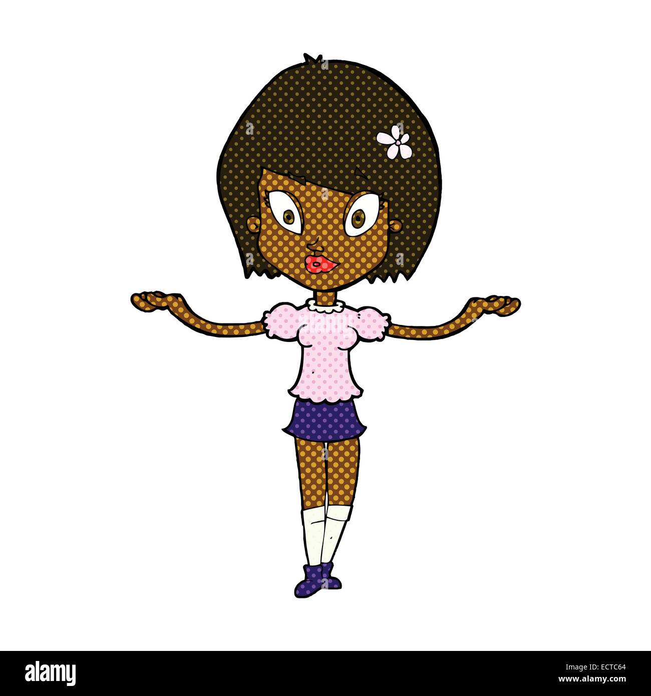 retro comic book style cartoon woman making balancing gesture Stock ...