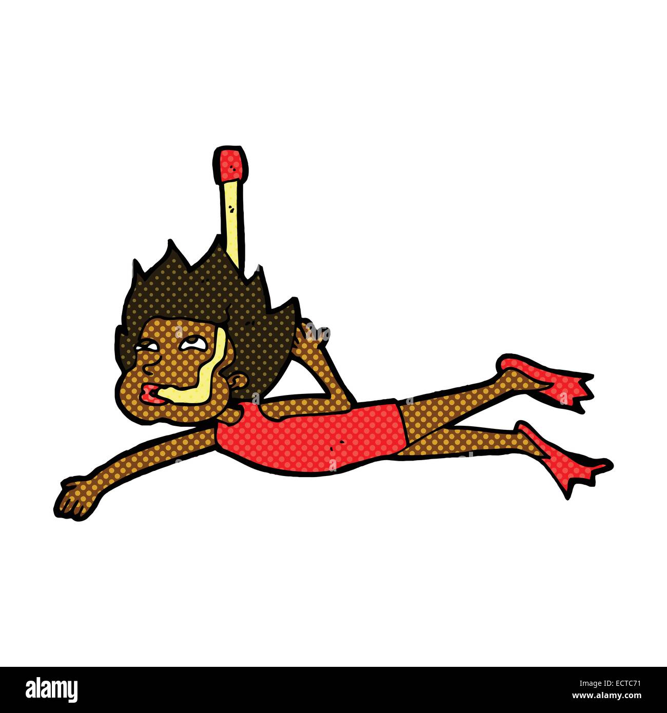 retro comic book style cartoon swimmer with snorkel Stock Vector Image ...