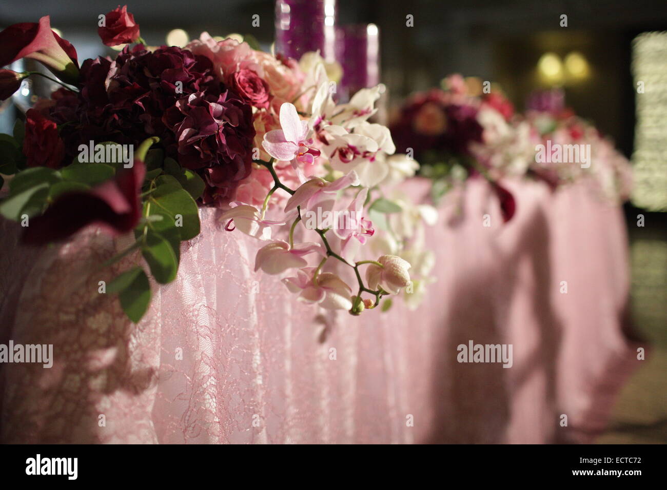 Wedding served decorated tables Stock Photo - Alamy
