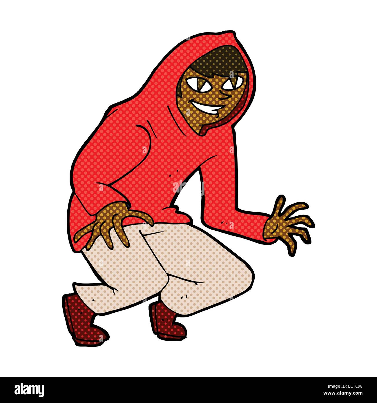 retro comic book style cartoon mischievous boy in hooded top Stock ...