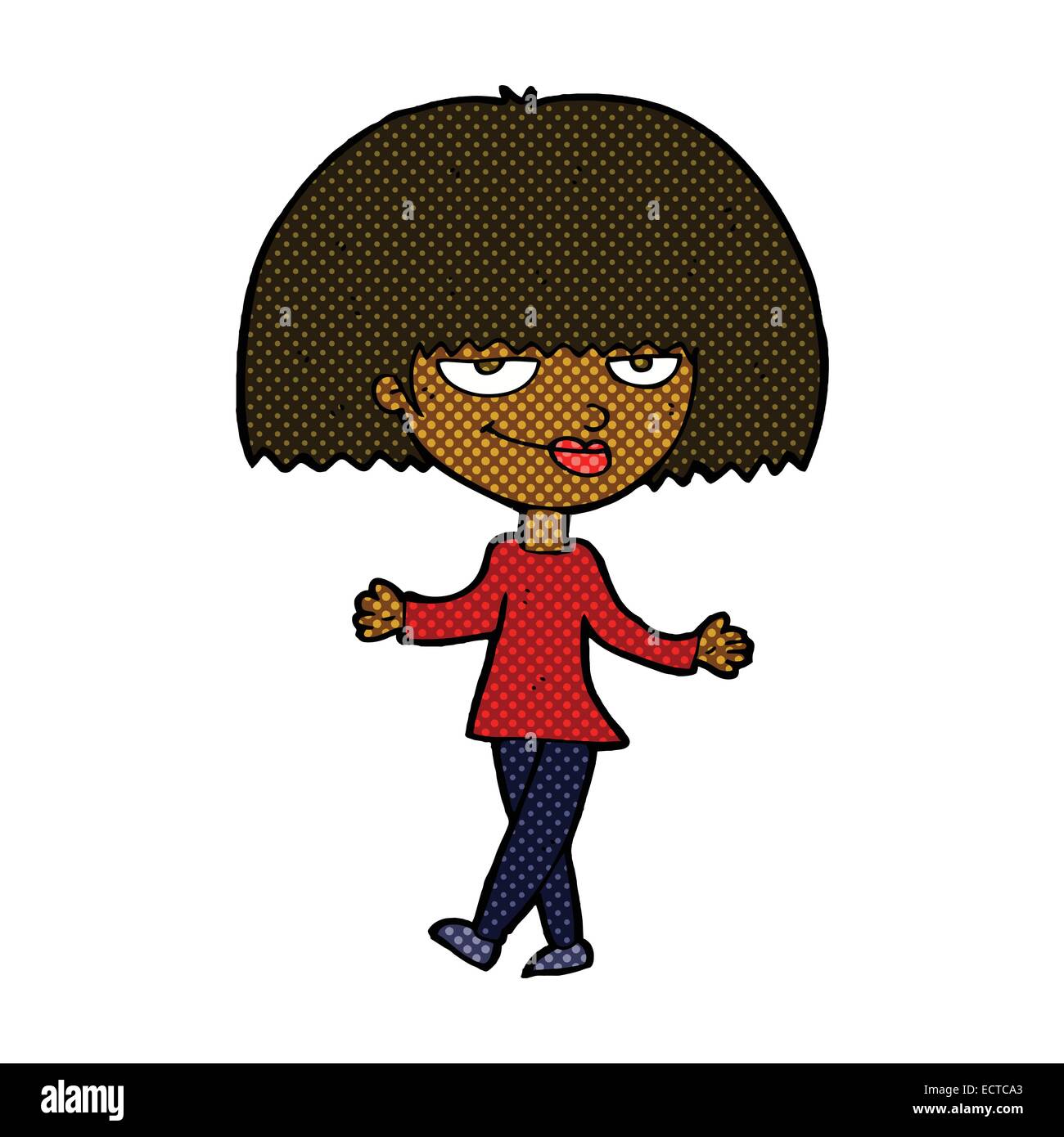 retro comic book style cartoon smug looking woman Stock Vector Image ...