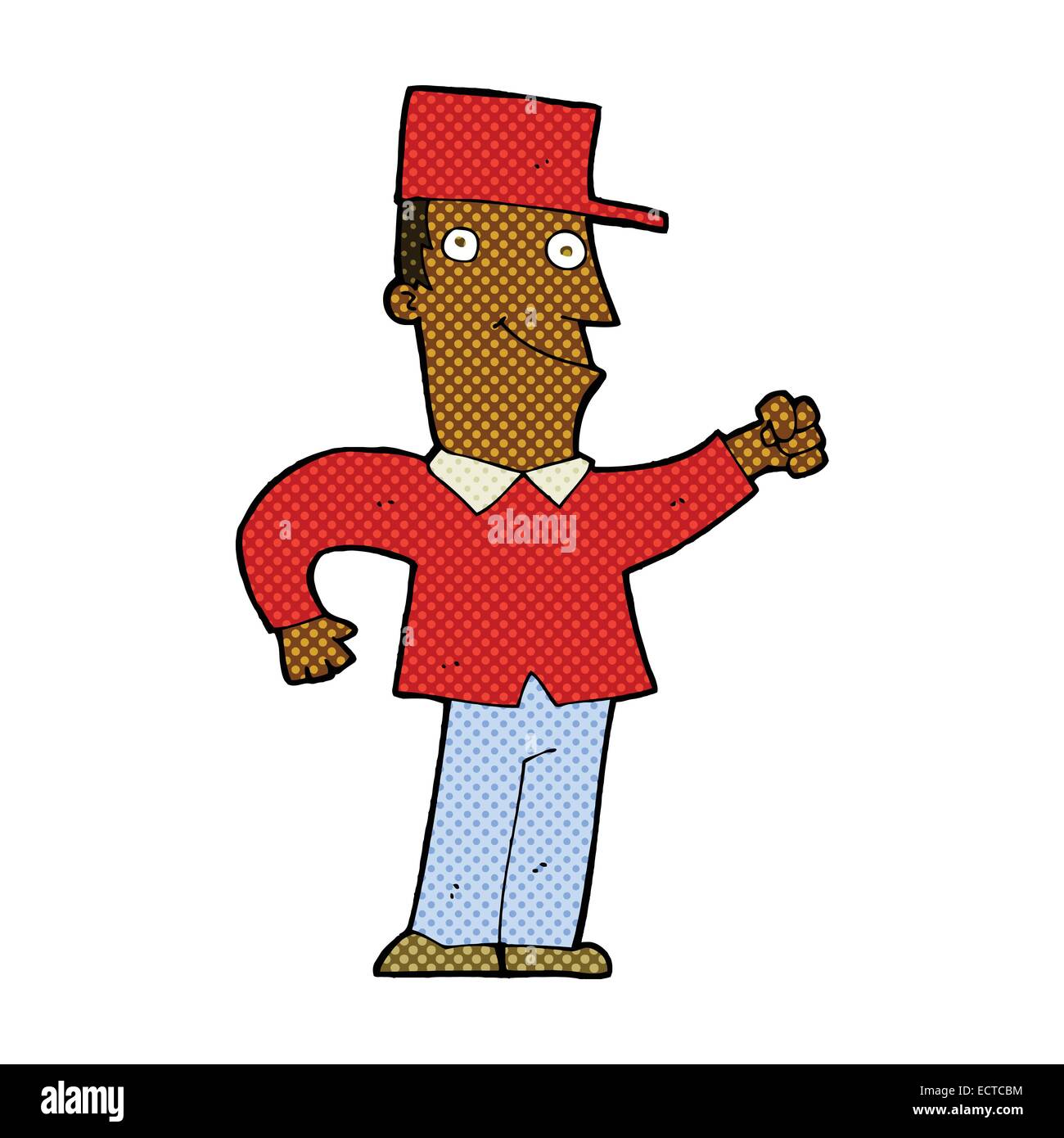 retro comic book style cartoon man punching air Stock Vector Image ...