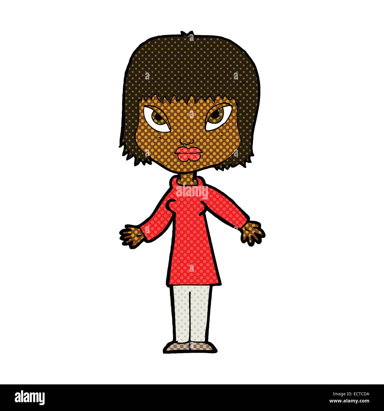 retro comic book style cartoon woman with open arms Stock Vector Image ...