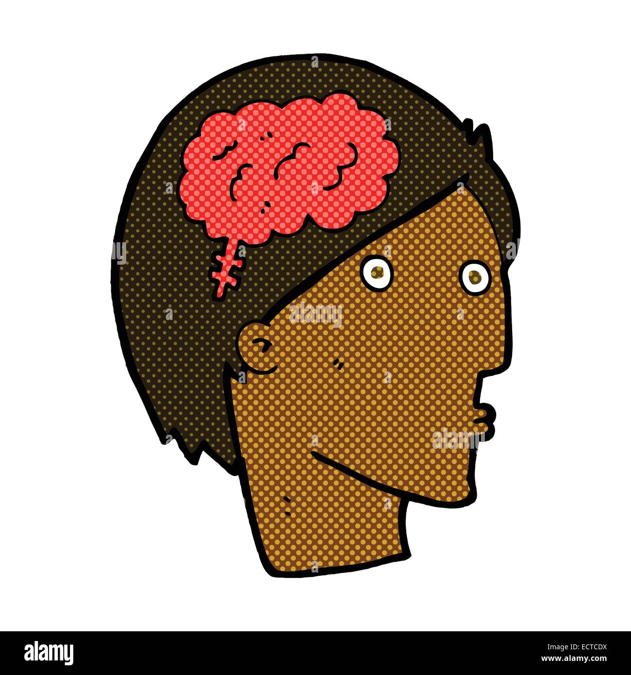 retro comic book style cartoon man with brain symbol Stock Vector Image ...