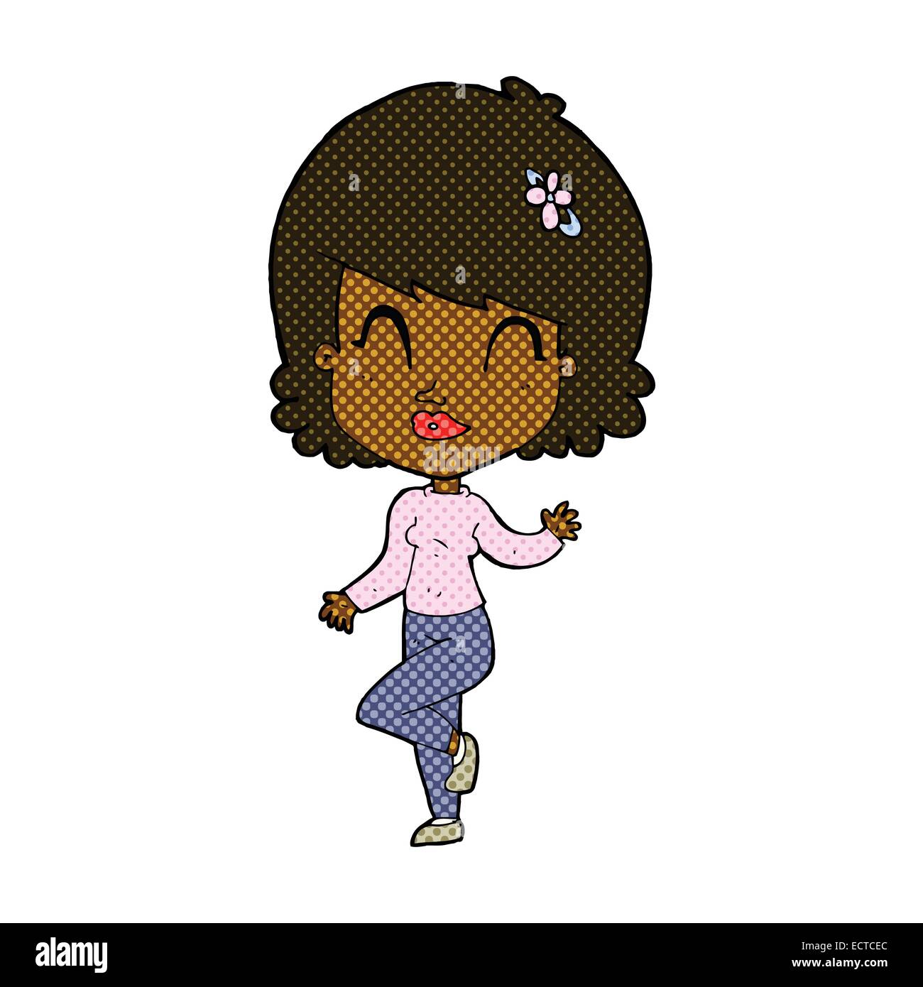 retro comic book style cartoon pretty woman dancing Stock Vector Image ...