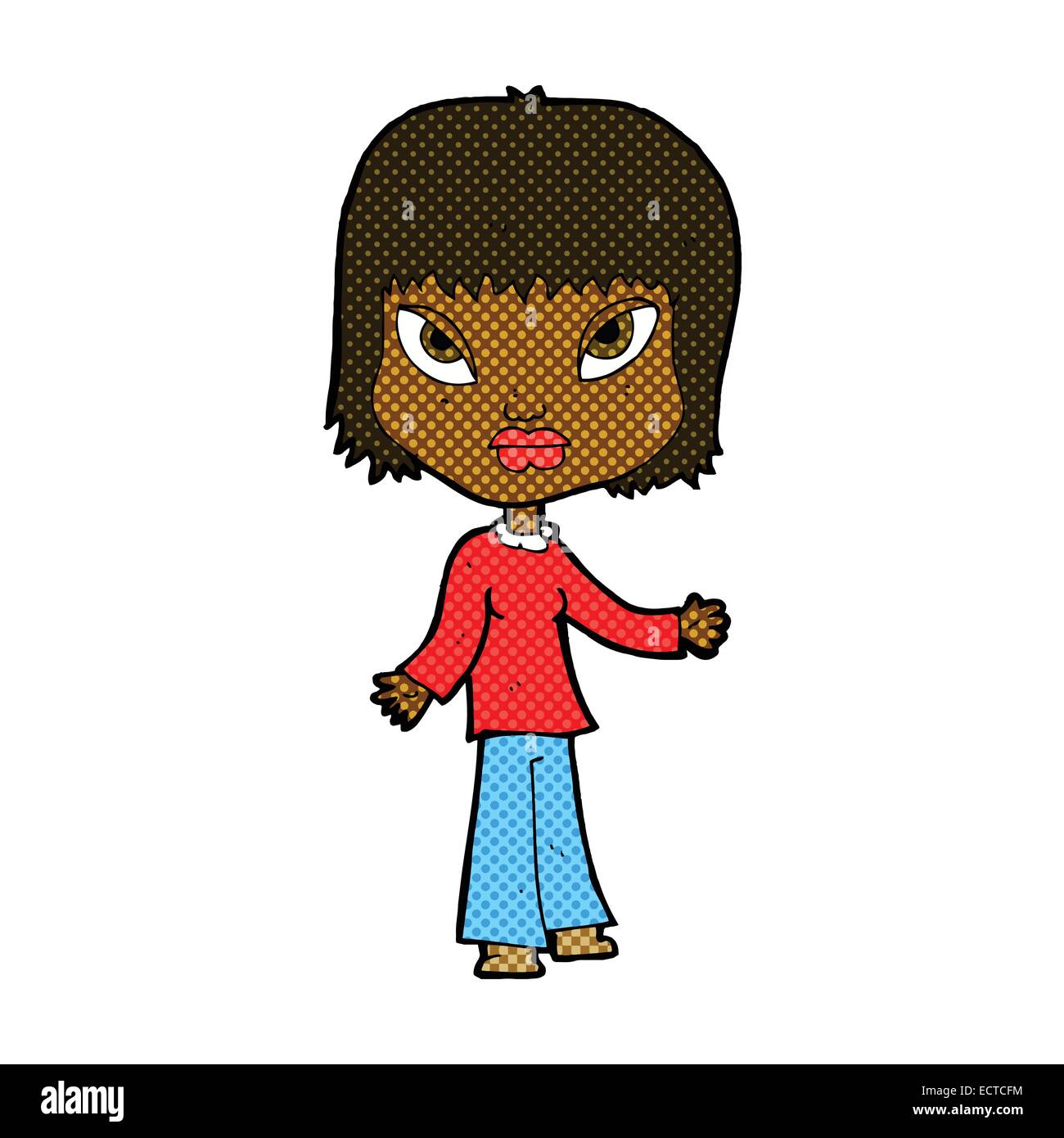 retro comic book style cartoon woman with open arms Stock Vector Image ...