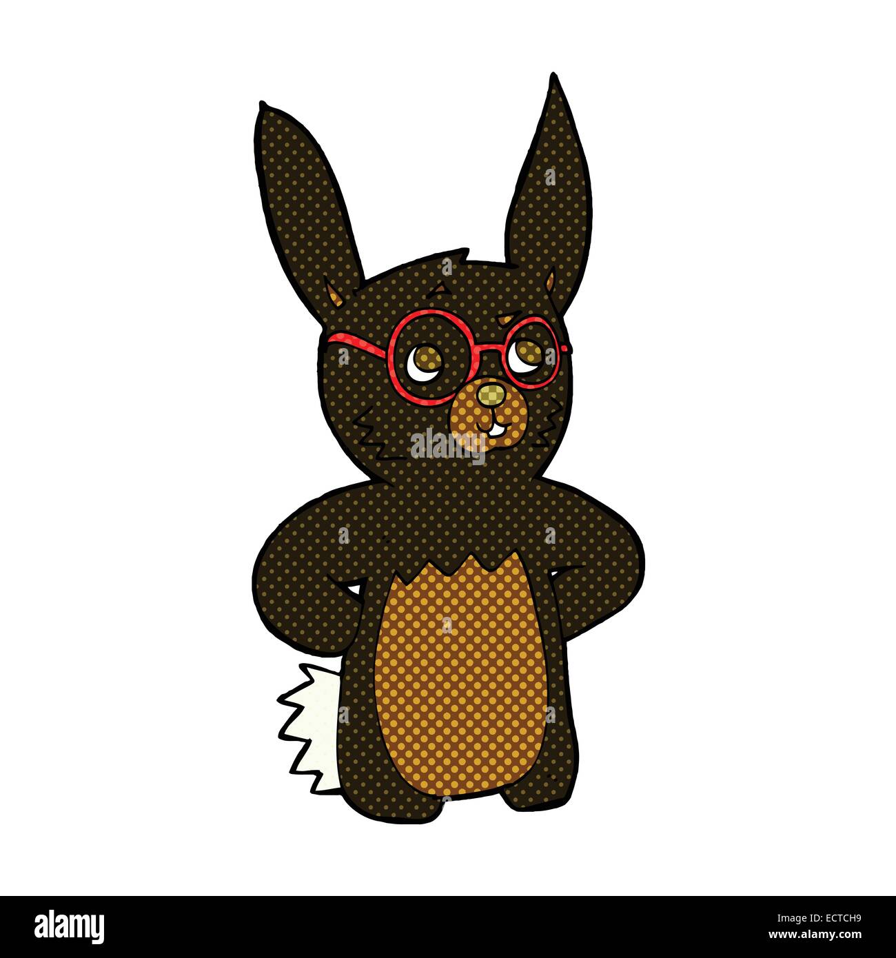 retro comic book style cartoon rabbit wearing spectacles Stock Vector ...
