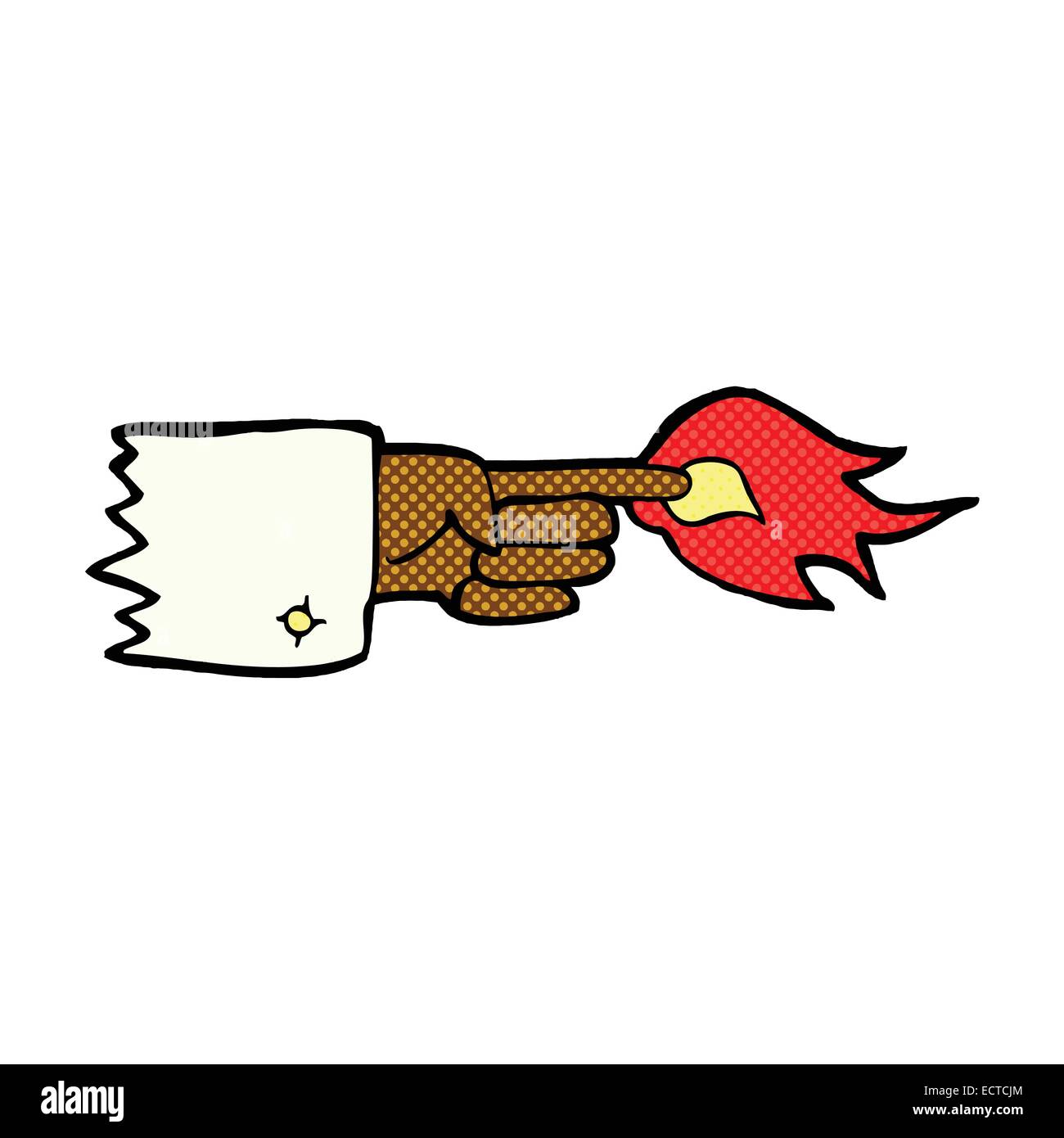 retro comic book style cartoon flaming pointing finger symbol Stock ...