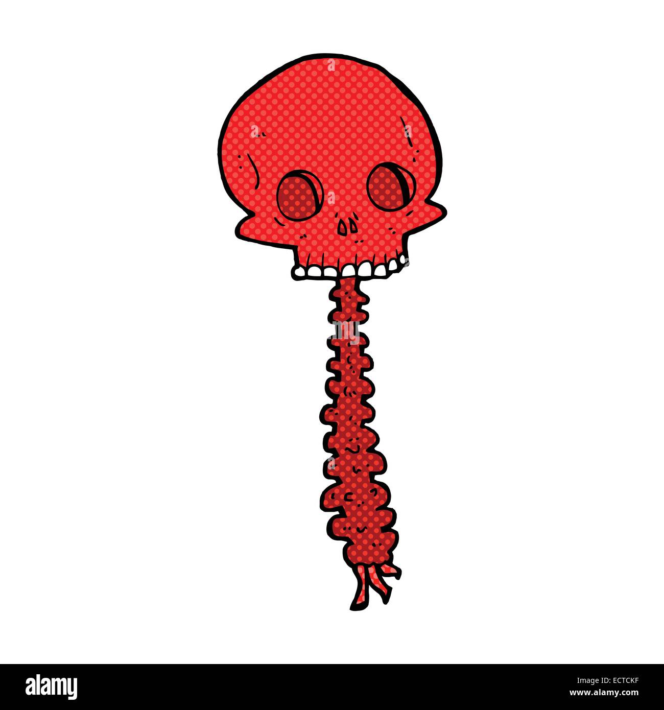 spooky retro comic book style cartoon skull and spine Stock Vector ...