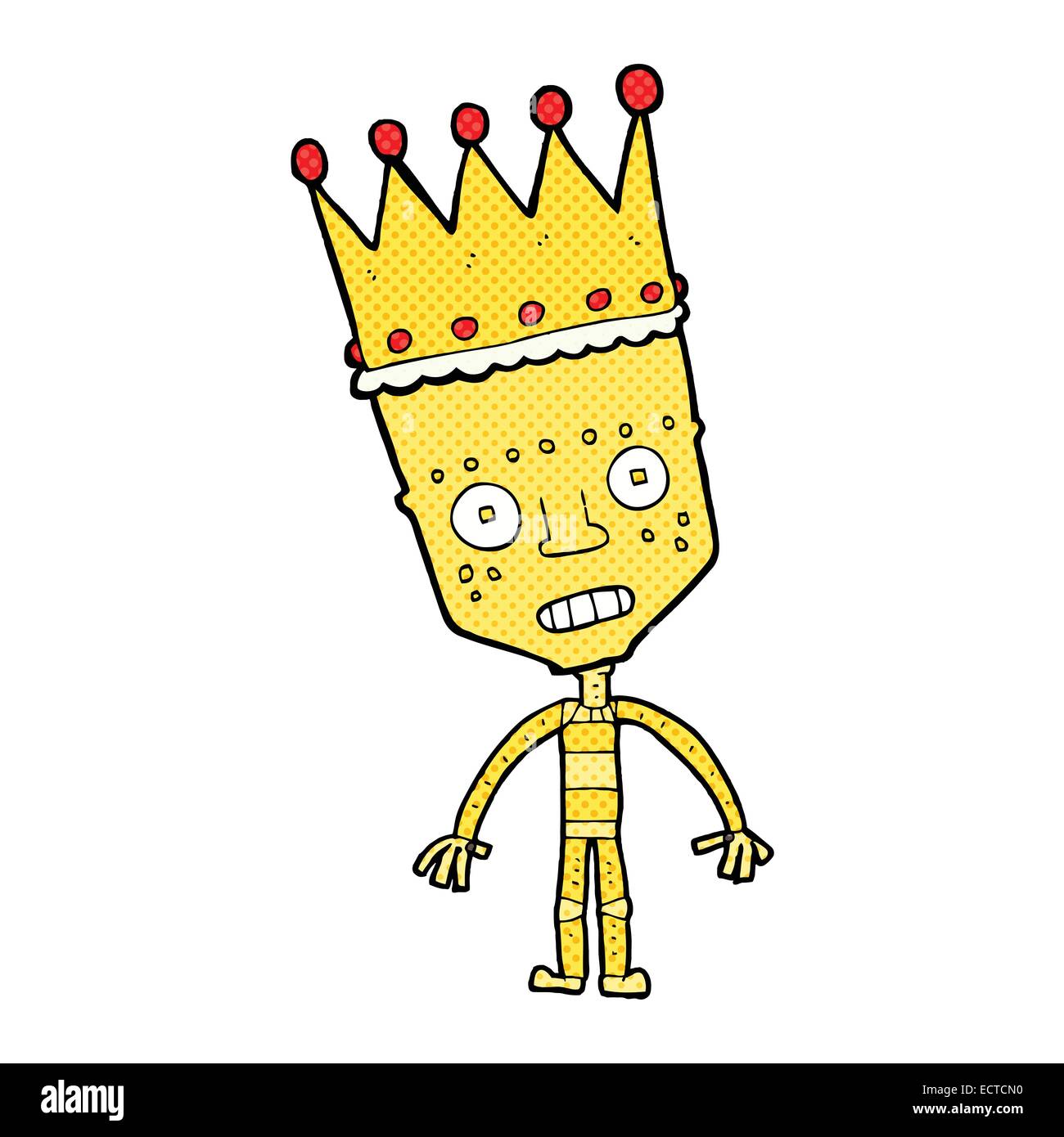 retro comic book style cartoon robot with crown Stock Vector Image ...