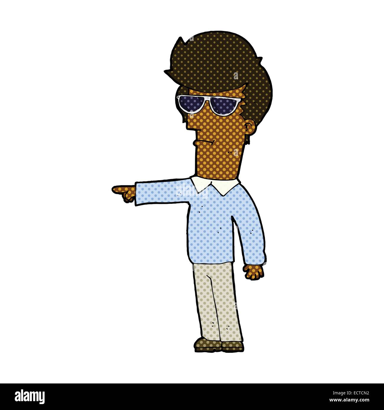 retro comic book style cartoon man in glasses pointing Stock Vector ...