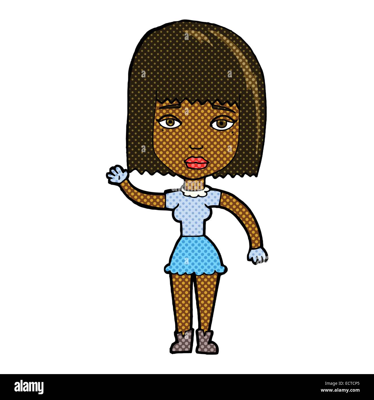 retro comic book style cartoon waving woman Stock Vector Image & Art ...