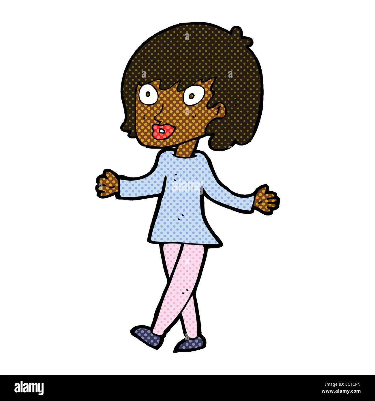 retro comic book style cartoon woman with open arms Stock Vector Image ...