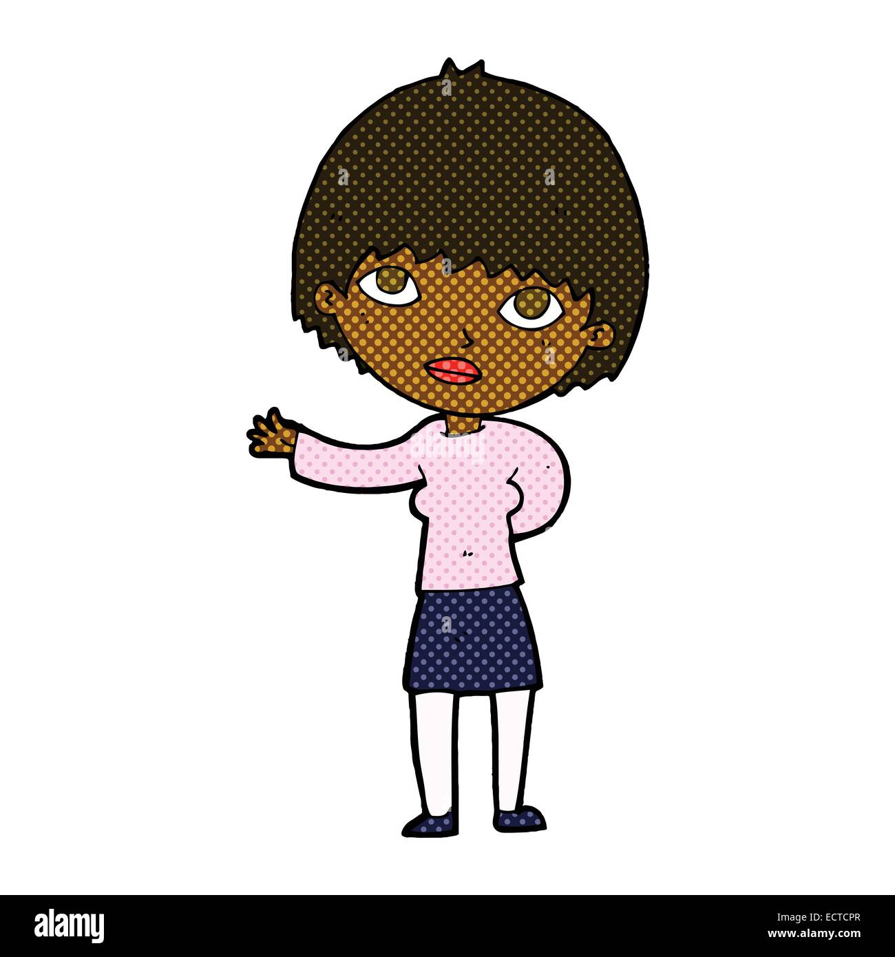 retro comic book style cartoon woman explaining Stock Vector Image ...