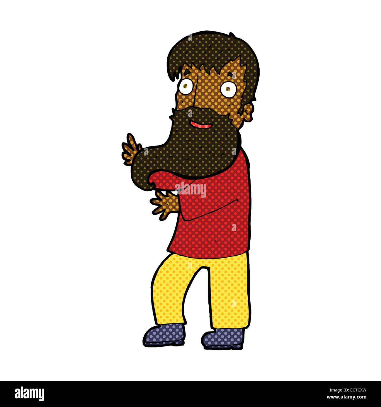 retro comic book style cartoon excited bearded man Stock Vector Image ...