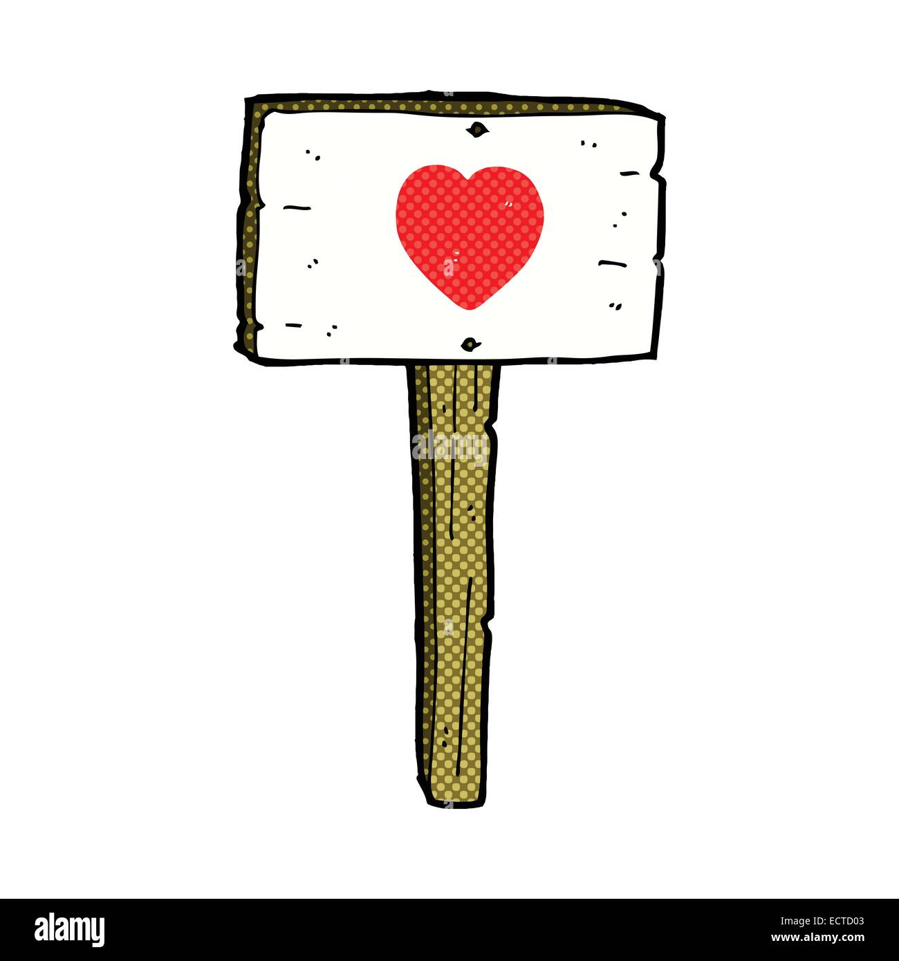 retro comic book style cartoon love heart sign post Stock Vector Image ...