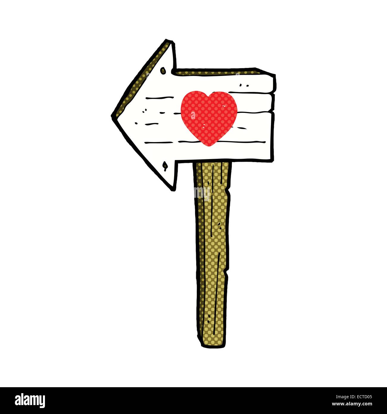 retro comic book style cartoon love heart sign post Stock Vector Image ...