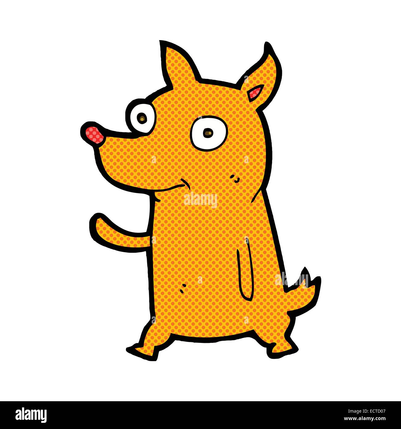 retro comic book style cartoon little dog waving Stock Vector Image ...
