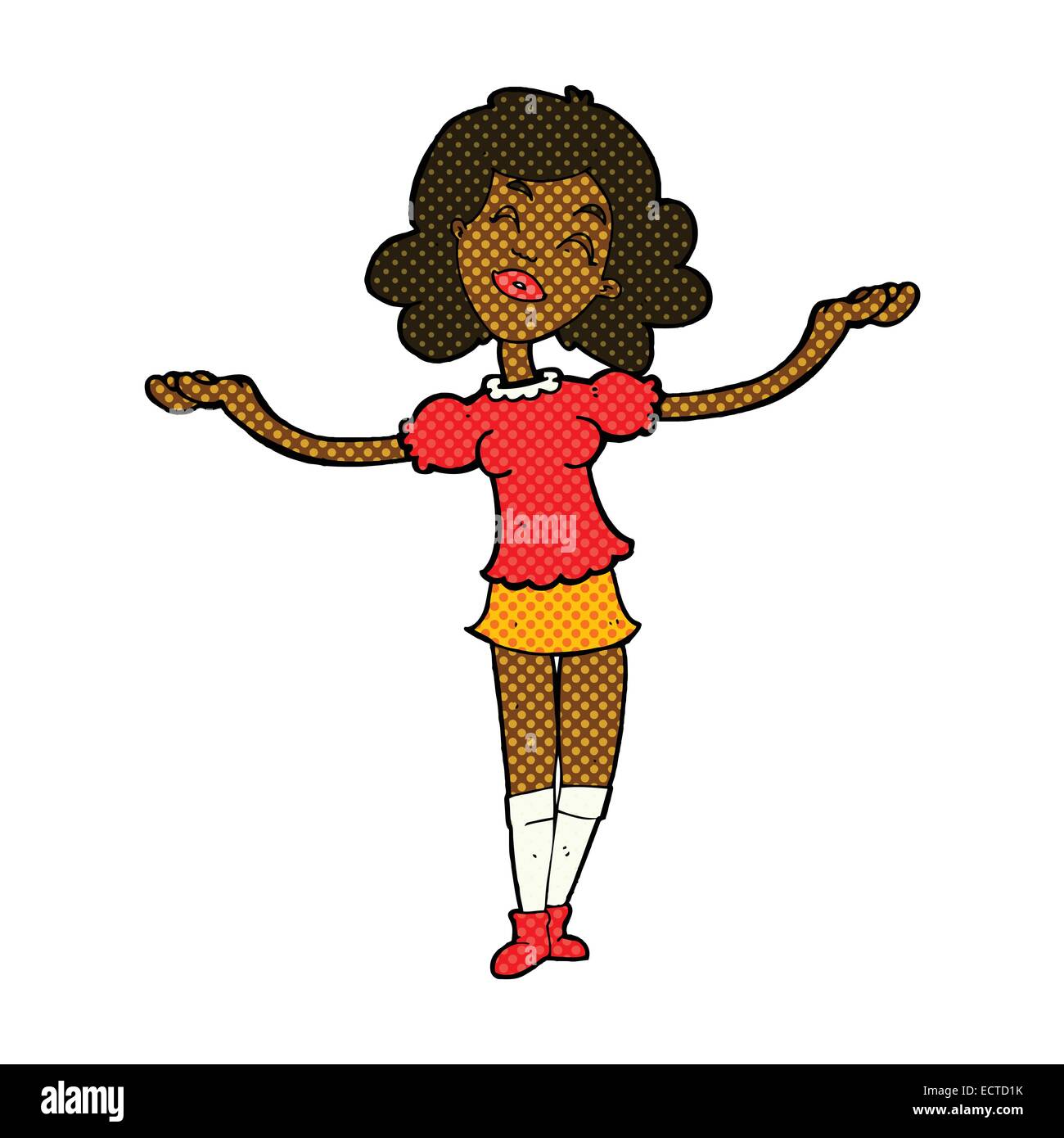 retro comic book style cartoon woman taking praise Stock Vector Image ...