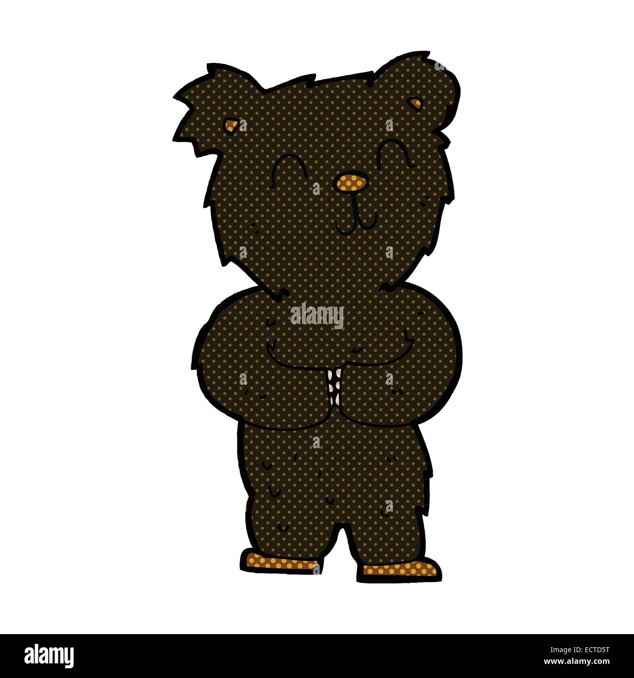 retro comic book style cartoon happy little black bear Stock Vector ...