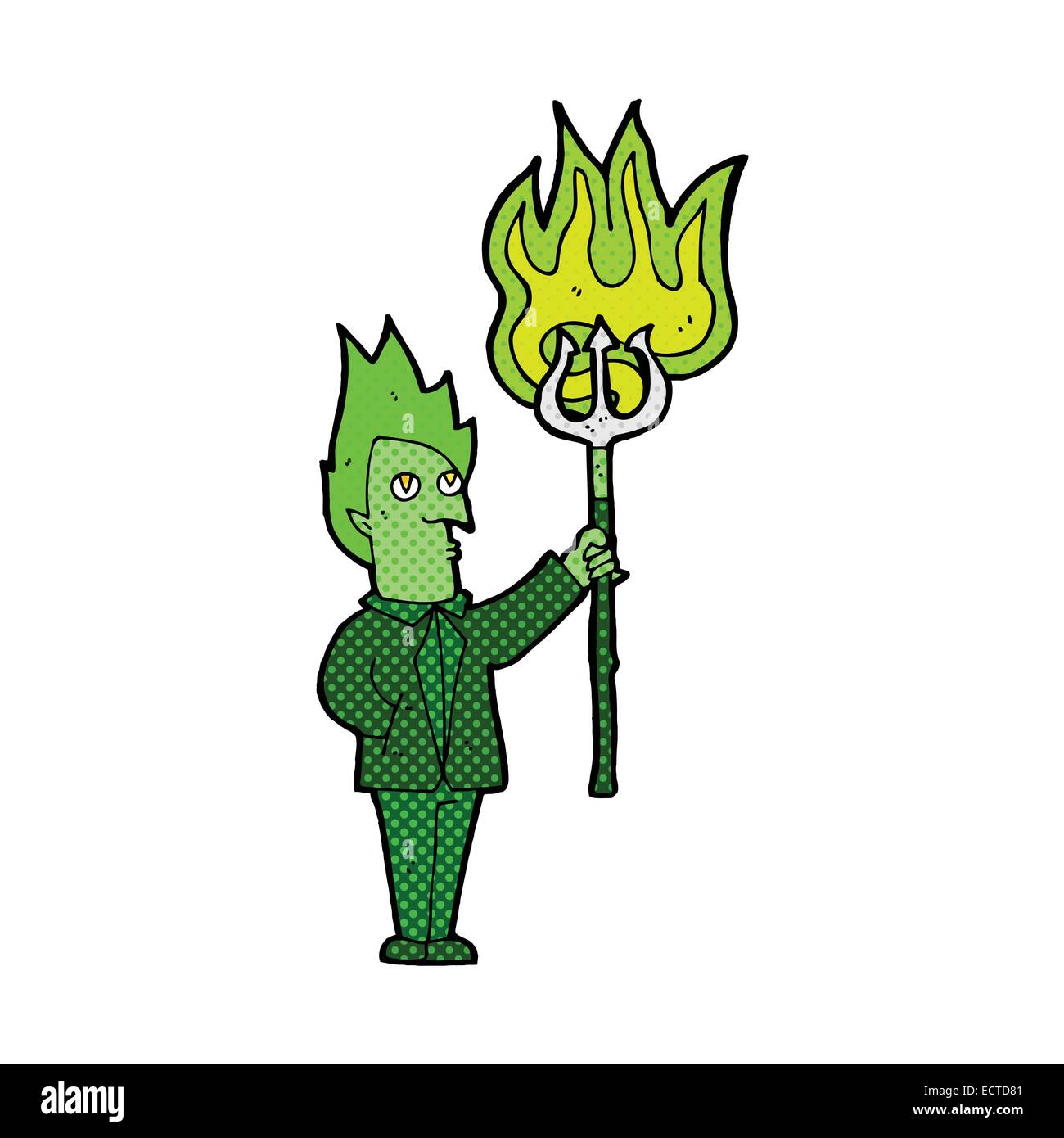 retro comic book style cartoon devil with pitchfork Stock Vector Image ...