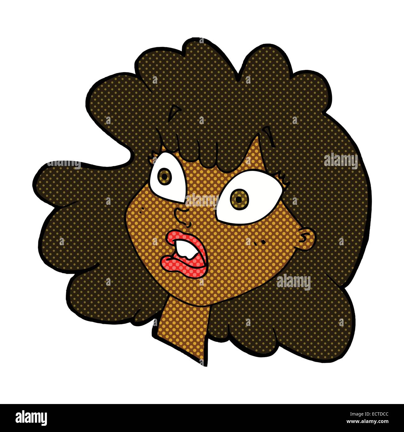 retro comic book style cartoon shocked female face Stock Vector Image ...